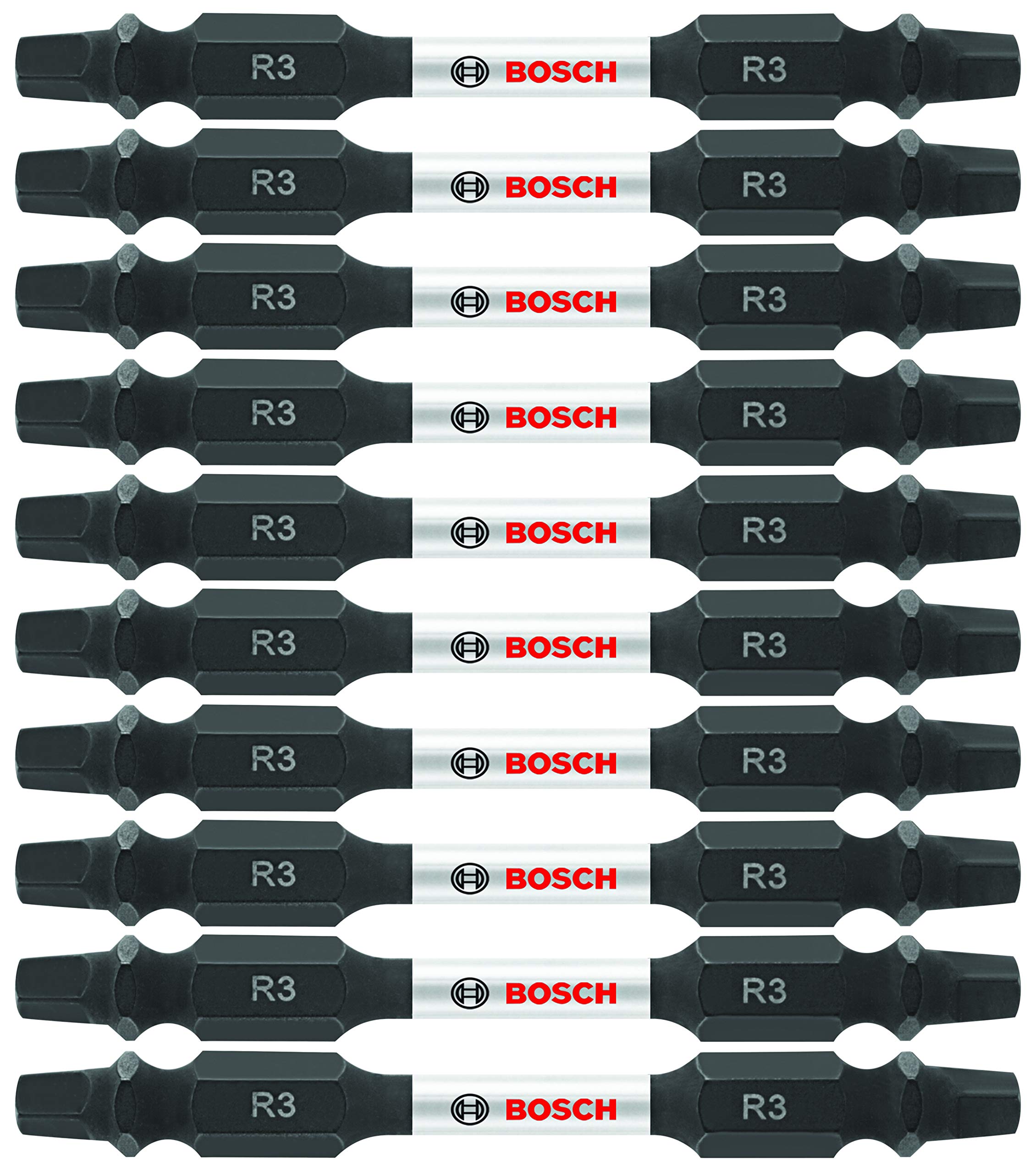 BOSCH ITDESQ325B 10-Pack 2-1/2 In. Square #3 Impact Tough Double-Ended Screwdriving Bits