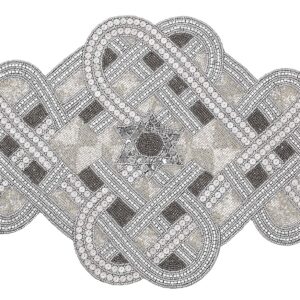 Alpha Living Home Handmade Fancy Scrolled Embroidery Beaded Table Runner for Tabletop and Kitchen Grey/Silver - Home Decor Mat for Wedding Party Family Gathering - Pack of 1 Measure 15.5 x 35 inches