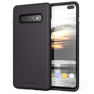 crave dual guard galaxy s10+ case, 6.4-inch shockproof bumper protection - black