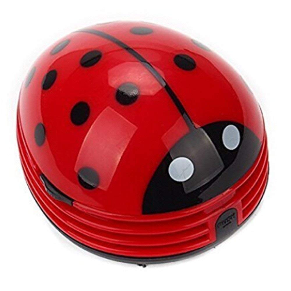 Aimeio Cute Portable Beetle Ladybug Mini Handheld Cordless Tabletop Crumb Sweeper Desktop Keyboard Dust Vacuum Cleaner,Battery Operated