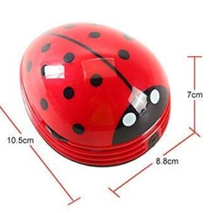 Aimeio Cute Portable Beetle Ladybug Mini Handheld Cordless Tabletop Crumb Sweeper Desktop Keyboard Dust Vacuum Cleaner,Battery Operated