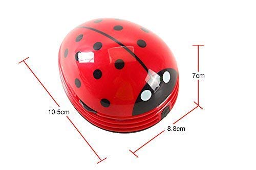 Aimeio Cute Portable Beetle Ladybug Mini Handheld Cordless Tabletop Crumb Sweeper Desktop Keyboard Dust Vacuum Cleaner,Battery Operated