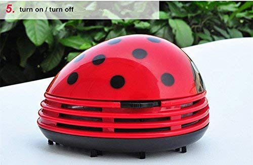 Aimeio Cute Portable Beetle Ladybug Mini Handheld Cordless Tabletop Crumb Sweeper Desktop Keyboard Dust Vacuum Cleaner,Battery Operated