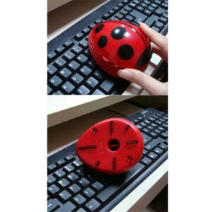 Aimeio Cute Portable Beetle Ladybug Mini Handheld Cordless Tabletop Crumb Sweeper Desktop Keyboard Dust Vacuum Cleaner,Battery Operated