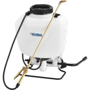 global industrial 4 gallon commercial duty manual backpack pump sprayer w/brass wand & nozzle