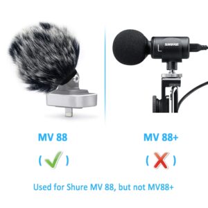 Microphone Furry Windscreen Windjammer for MV88 - Customized Pop Filter Deadcat Windshield Wind Jammer Compatible with Shure MV88 iOS Digital Stereo Condenser Mic by YOUSHARES