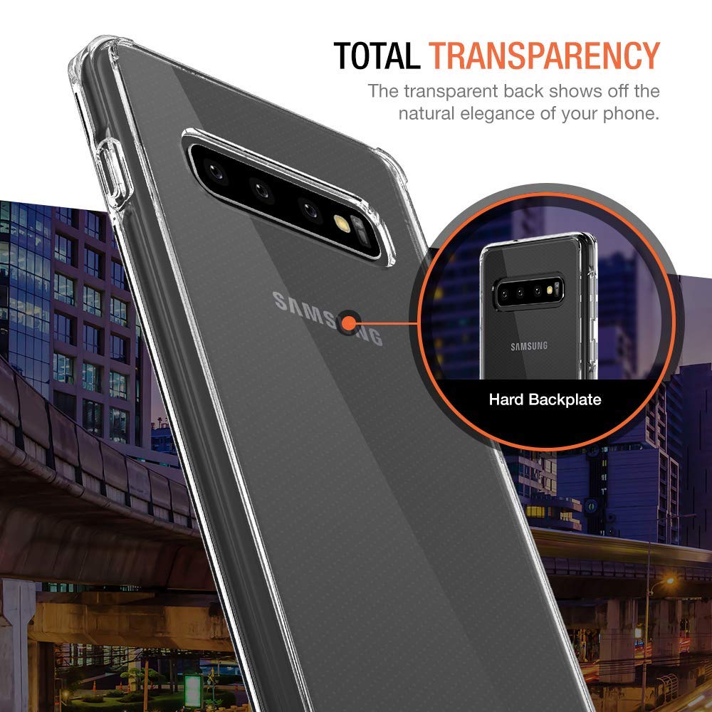 Trianium Clarium Case Designed for Galaxy S10 Case (2019) - Clear TPU Cushion/Hybrid Rigid Back Plate/Reinforced Corner Protection Cover for Samsung Galaxy S 10 Phone (PowerShare Compatible)