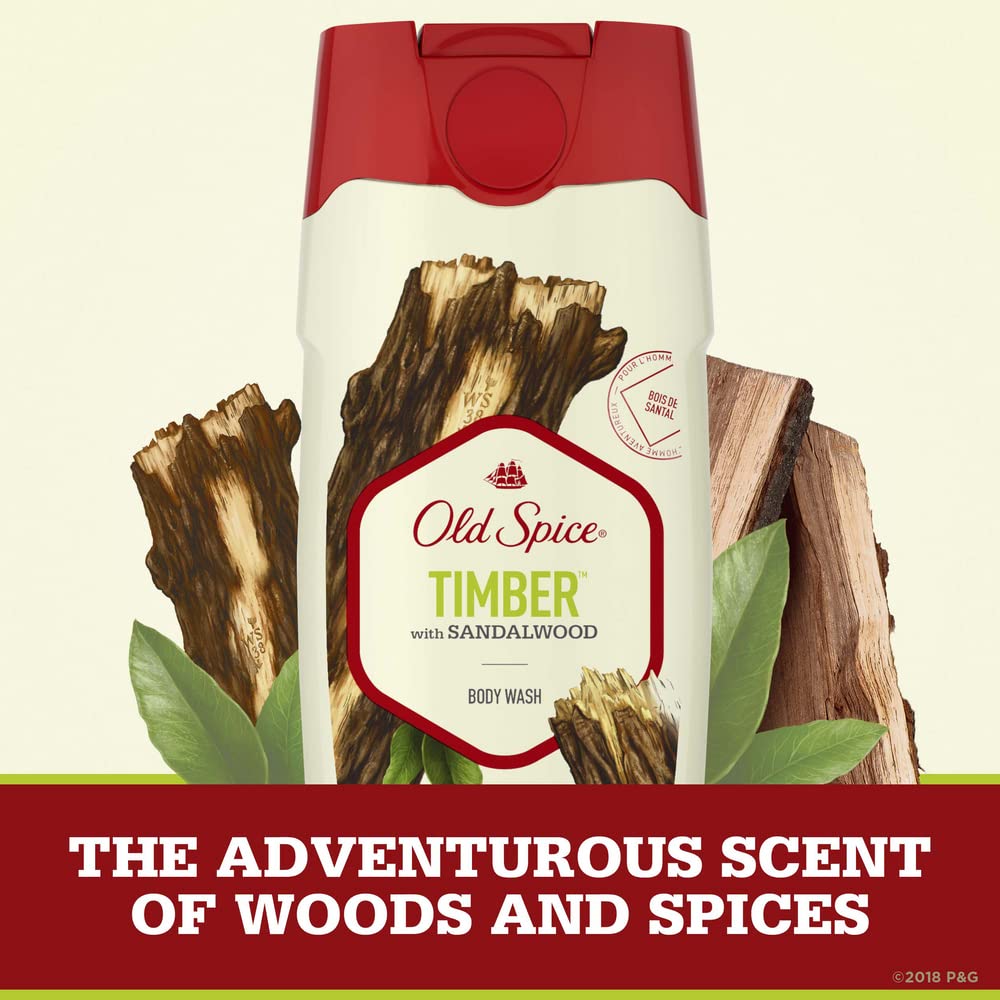 Old Spice Body Wash for Men, Timber with Sandalwood Scent, 25 Fl Oz (Pack of 4)