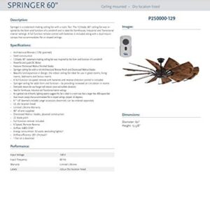 Springer Collection 60-Inch 12-Blade Distressed Walnut Coastal Windmill Ceiling Fan, Bronze