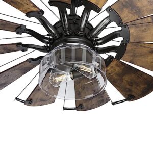 Springer Collection 60-Inch 12-Blade Distressed Walnut Coastal Windmill Ceiling Fan, Bronze