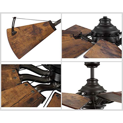 Springer Collection 60-Inch 12-Blade Distressed Walnut Coastal Windmill Ceiling Fan, Bronze