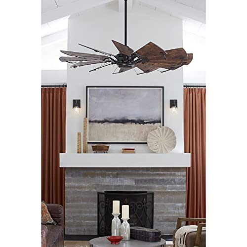 Springer Collection 60-Inch 12-Blade Distressed Walnut Coastal Windmill Ceiling Fan, Bronze