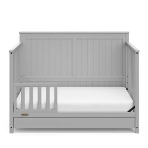 Graco Hadley 5-in-1 Convertible Crib with Drawer (Pebble Gray) – GREENGUARD Gold Certified, Crib with Drawer Combo, Full-Size Nursery Storage Drawer, Converts to Toddler Bed, Daybed