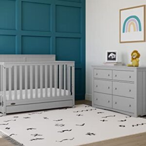 Graco Hadley 5-in-1 Convertible Crib with Drawer (Pebble Gray) – GREENGUARD Gold Certified, Crib with Drawer Combo, Full-Size Nursery Storage Drawer, Converts to Toddler Bed, Daybed