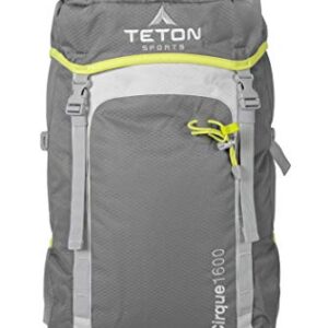 TETON Sports Cirque 1600 Backpack; Packable, Lightweight, Comfortable Daypack for Hiking and Travel; Overnight Bag,Grey, 22" x 15" x 6.75"