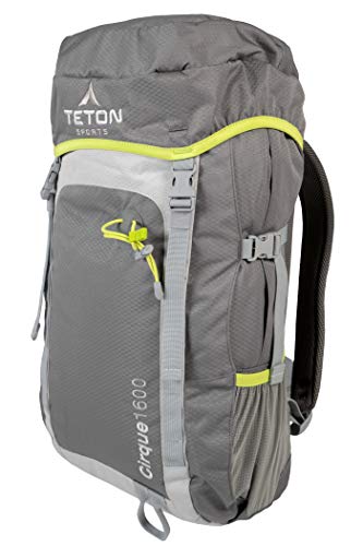 TETON Sports Cirque 1600 Backpack; Packable, Lightweight, Comfortable Daypack for Hiking and Travel; Overnight Bag,Grey, 22" x 15" x 6.75"