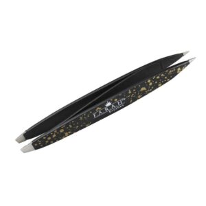 f.a.r.a.h. z-tweeze professional stainless steel dual ended precision tweezers galaxy gold style with slanted and pointed tips