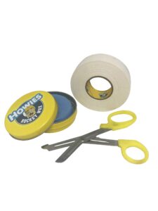 howies hockey tape bundle with scissor and wax for ice hockey bundle includes one roll of white tape, one scissor, and one tin of wax