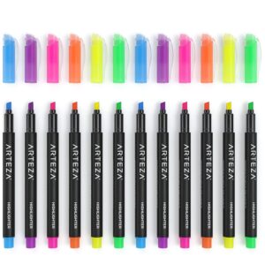 ARTEZA Highlighters Assorted Colors, Set of 60, Narrow Chisel Tip