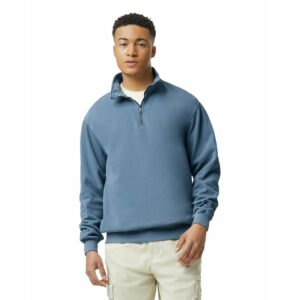 comfort colors adult 1/4 zip sweatshirt, style g1580, blue jean, x-large