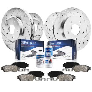 detroit axle - brake kit for 4wd 2000 2001 2002 2003 ford f-150 drilled & slotted disc brake rotors ceramic brakes pads front and rear replacement 5 lugs