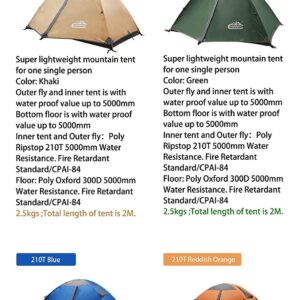 camppal Professional 1-2 Person 4 Season Expand Luggage Storage Space Mountain Tent, Lightweight Backpacking Tents, Durable Waterproof Windproof Hunting Hiking Camping Tent (Green)