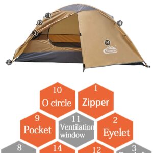 camppal Professional 1-2 Person 4 Season Expand Luggage Storage Space Mountain Tent, Lightweight Backpacking Tents, Durable Waterproof Windproof Hunting Hiking Camping Tent (Green)