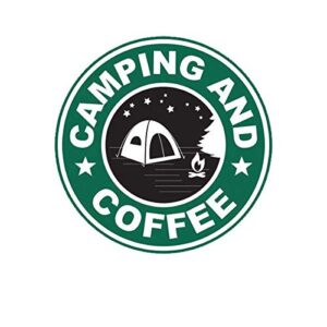 ion graphics camping and coffee sticker decal vinyl camp camper hike hiker 5" bumper locker laptop window - sticks to any surface