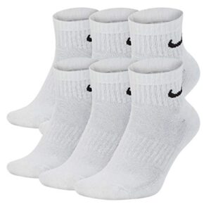 nike everyday performance training socks (6-pair) (l (men's 8-12 / women's 10-13), ankle(quarter) white)