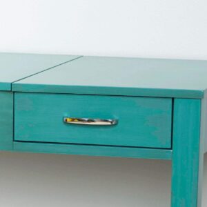 Alveare Home Aimee Makeup Dressing Table with USB and Outlet Vanity Desk, Turquoise