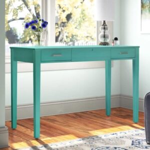 Alveare Home Aimee Makeup Dressing Table with USB and Outlet Vanity Desk, Turquoise