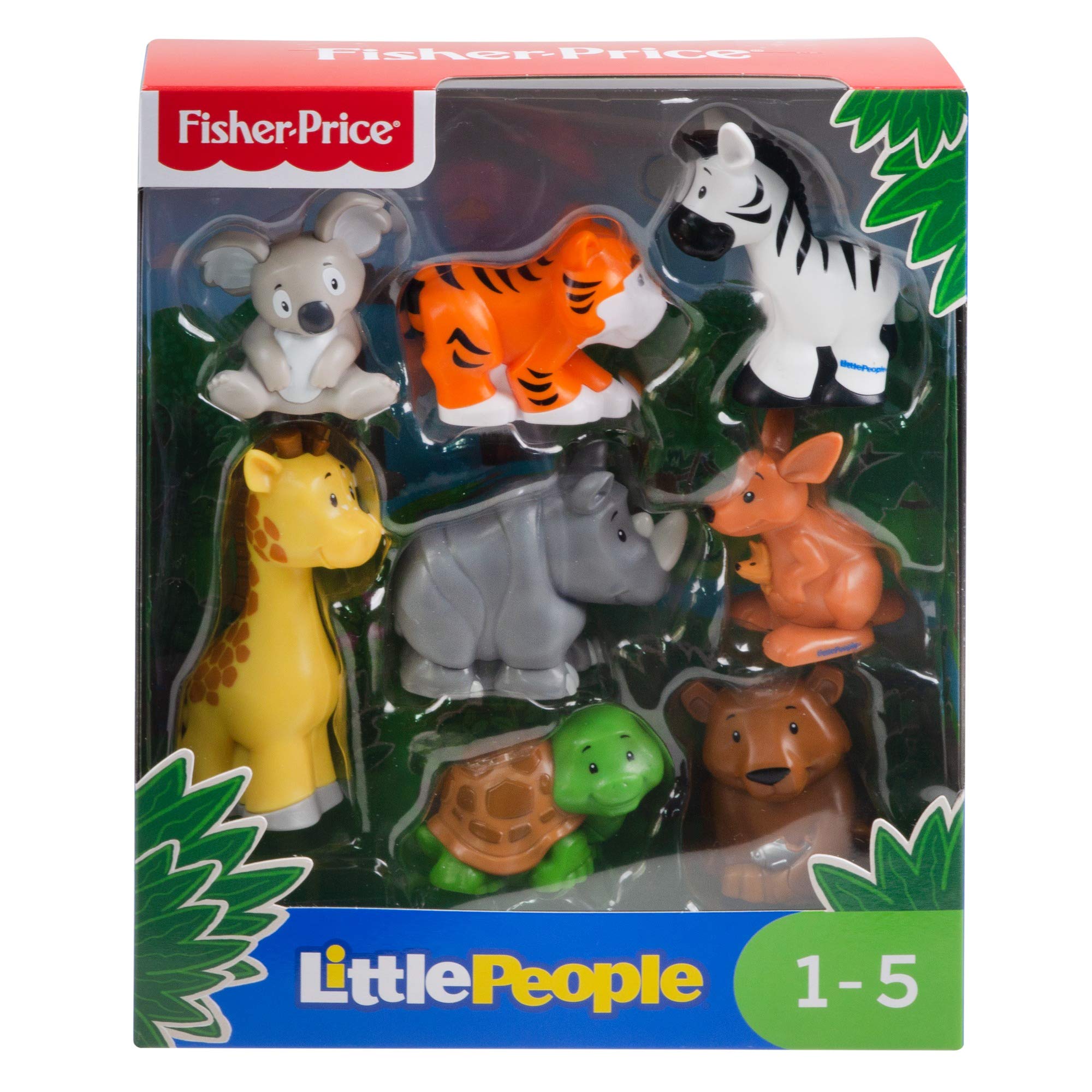 Fisher-Price Little People Safari Animal Friends, set of 8 animal figures for toddler and preschool pretend play ages 1-5 years