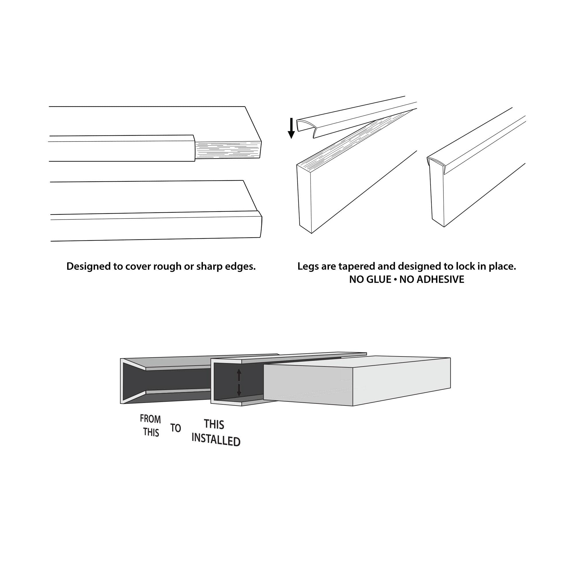 Outwater Plastics Black 5/8'' Styrene Plastic U-Channel/C-Channel 46 Inch Lengths (Pack of 3)