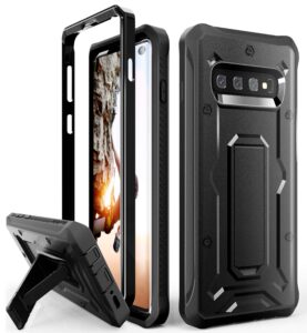 armadillotek vanguard designed for samsung galaxy s10 case (2019 release) military grade full-body rugged with kickstand without built-in screen protector (black)