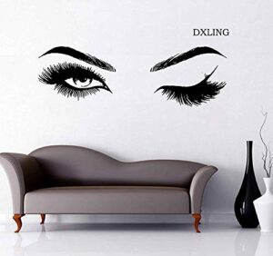 dxling 49.2inch large beauty salon eyelash wall decor stickers make up store home decoration murals (lc560 black）