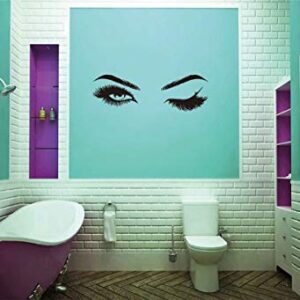 DXLING 49.2inch Large Beauty Salon Eyelash Wall Decor Stickers Make Up Store Home Decoration Murals (LC560 Black）