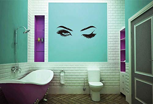 DXLING 49.2inch Large Beauty Salon Eyelash Wall Decor Stickers Make Up Store Home Decoration Murals (LC560 Black）