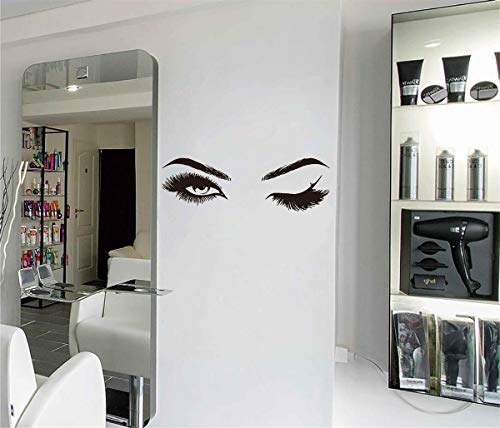 DXLING 49.2inch Large Beauty Salon Eyelash Wall Decor Stickers Make Up Store Home Decoration Murals (LC560 Black）