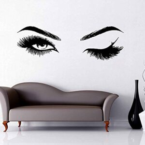 DXLING 49.2inch Large Beauty Salon Eyelash Wall Decor Stickers Make Up Store Home Decoration Murals (LC560 Black）