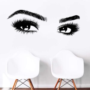 dxling 42.5x15.3inches beauty salon eyelashes quote eyebrow wall decor stickers make up eye store home decoration murals (lc464 black)