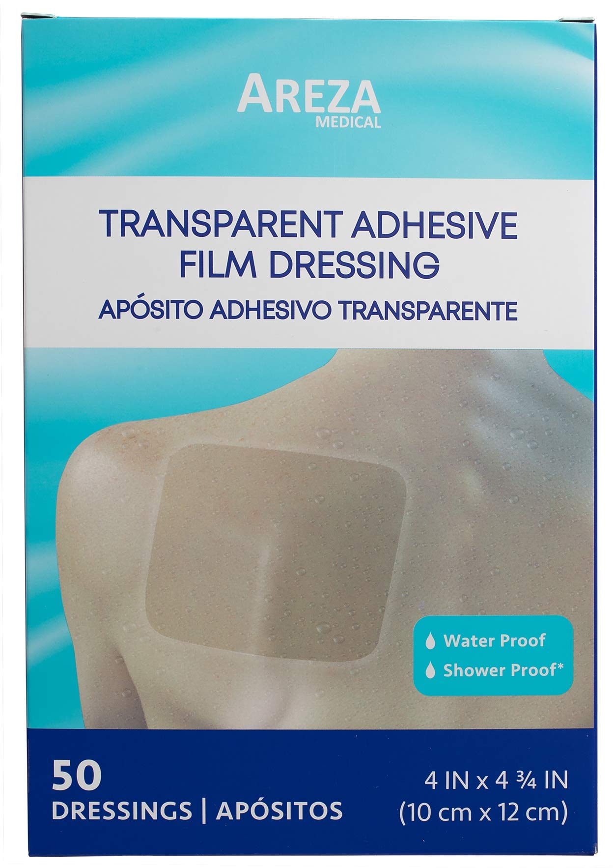 Showerproof Transparent Adhesive Film Dressing 4" x 4" 3/4" 50 Per Box