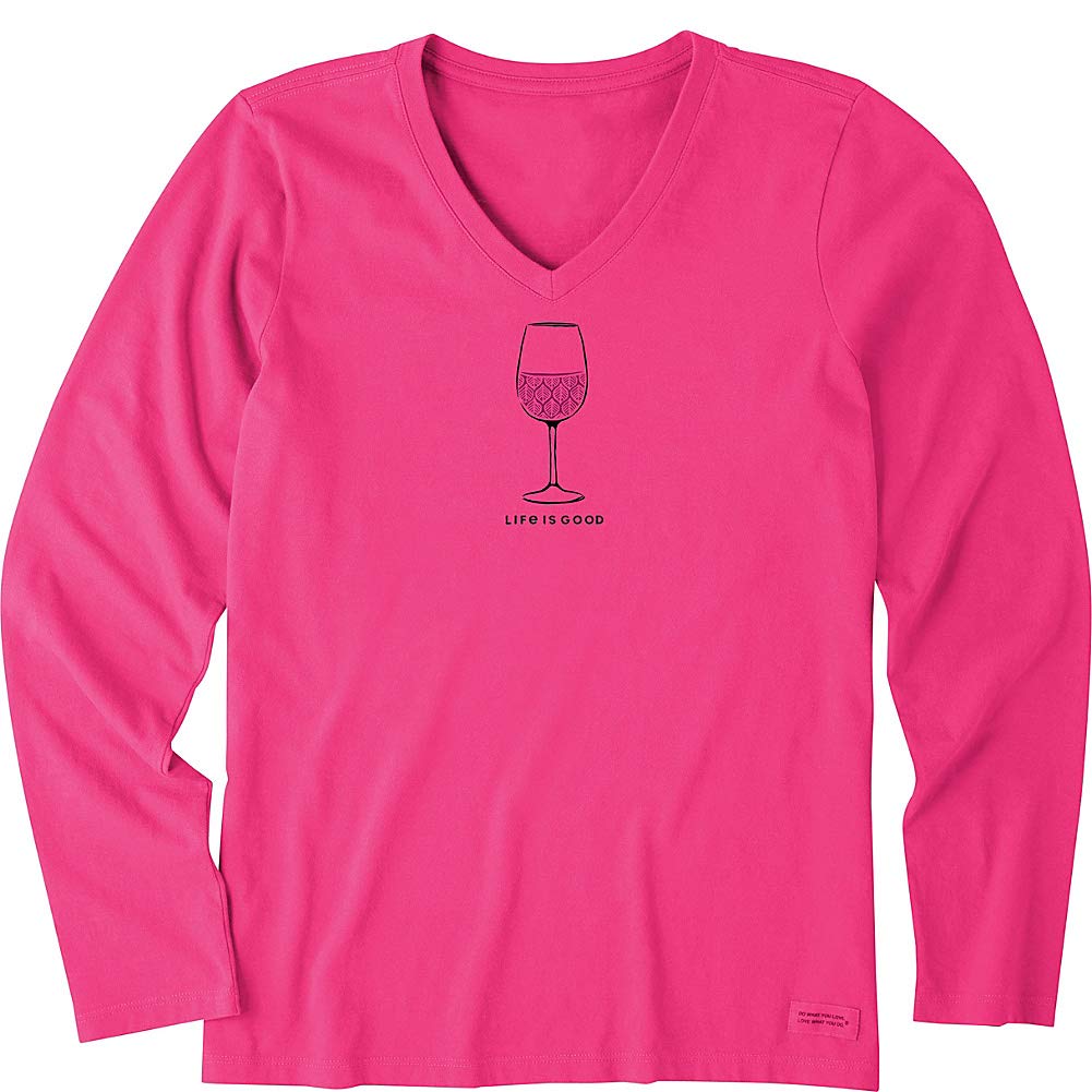 Life is Good Womens Long Sleeve Graphic T-Shirt Crusher Collection,Wine,Fiesta Pink,X-Small