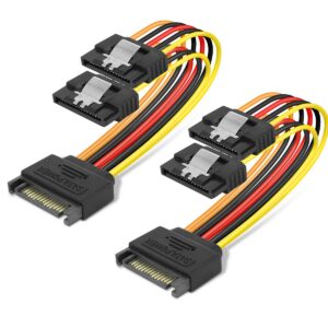 benfei 15 pin sata power y-splitter cable 8 inches - 2 pack