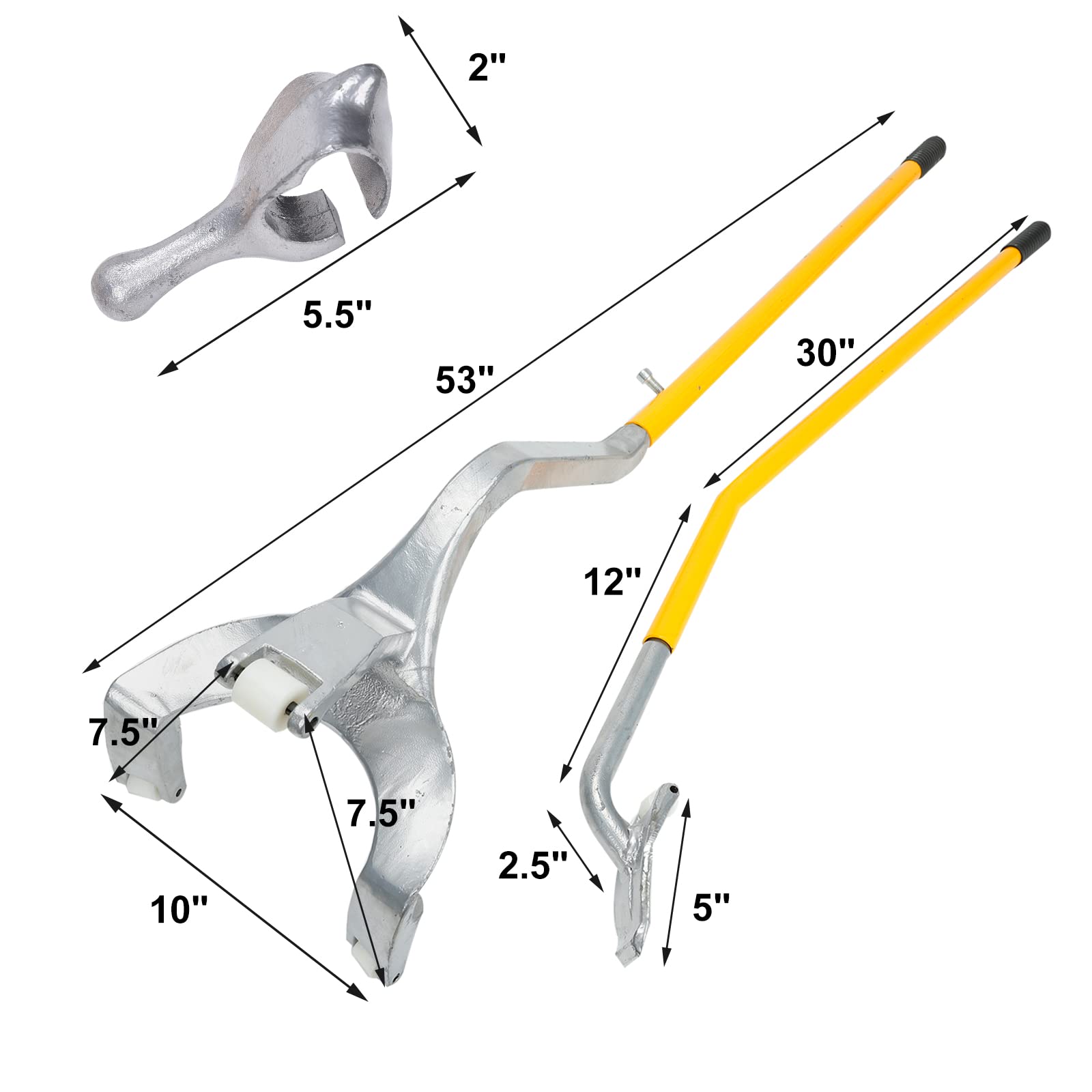 BLACKHORSE-RACING 17.5" to 24.5" Tire Changer Mount Demount Removal Tool Tubeless Truck Extra Bead Keeper Yellow