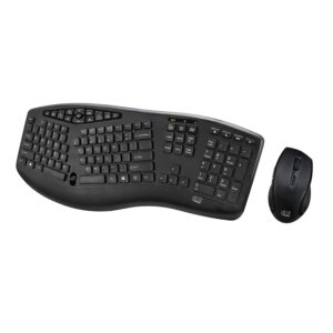 adesso truform media 1600 (wkb-1600cb) 2.4ghz rf wireless ergonomic keyboard and optical mouse , multi-media keys and adjustable dpi mouse 5 million keystrokes black