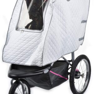 Masirs Baby Stroller Rain Cover - Universal Size, Weatherproof Shield to Safeguard Your Child from Wind & Rain. Mesh Material for Ventilation & Reflective Trimming for Night Visibility, (Clear Vinyl)