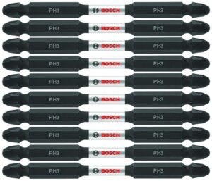 bosch itdeph335b 10-pack 3-1/2 in. phillips #3 impact tough double-ended screwdriving bits