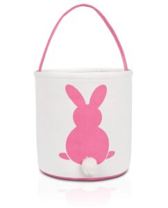 monoblanks easter bunny basket bags for kids boys girls, rabbit bucket tote for easter egg hunts decorations candy gifts storage (pink)