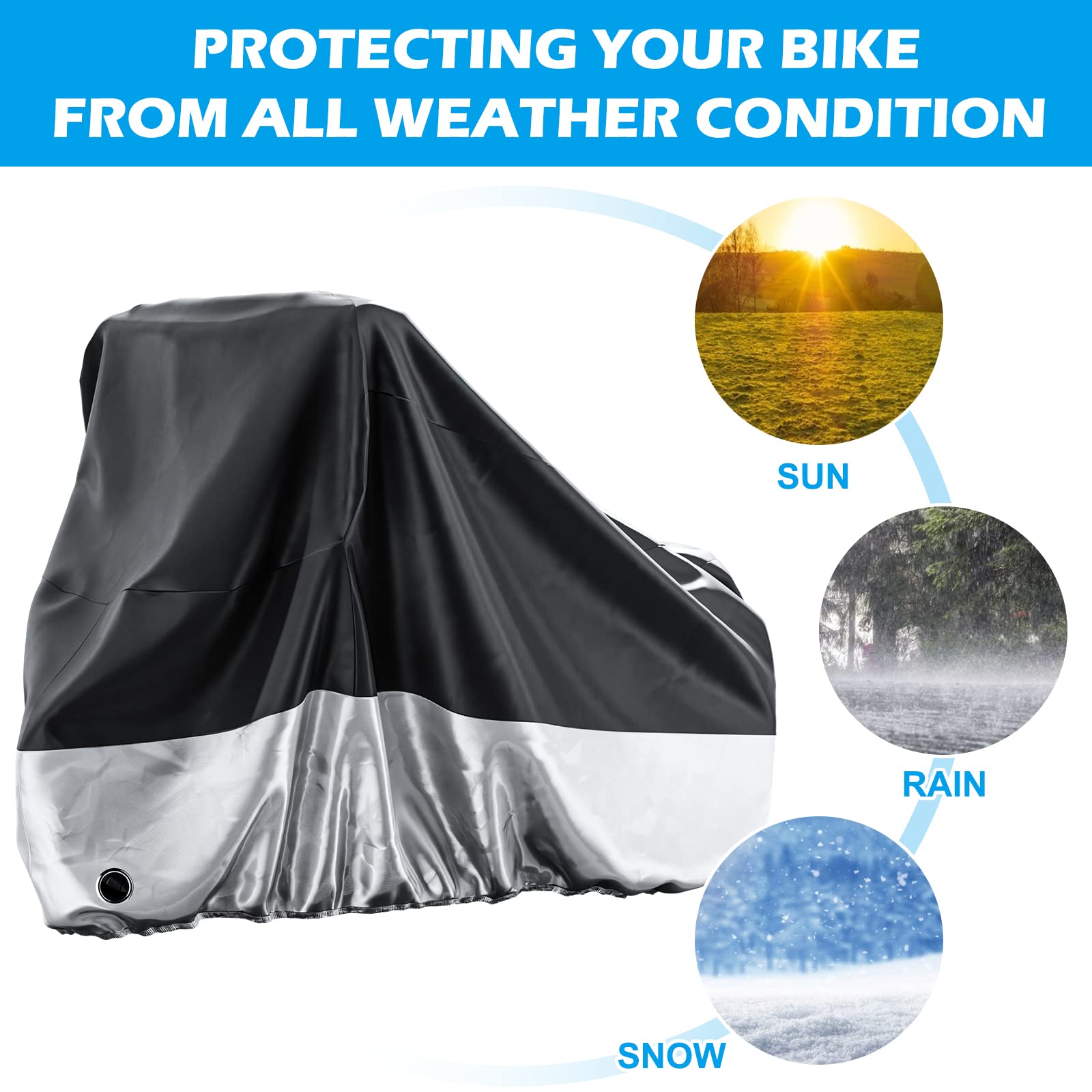 MOPHOTO Bike Cover Adult Tricycle Cover for Outdoor Bicycle Storage, Heavy Duty Waterproof Cover for Tricycle Trike Bikes