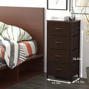 ROMOON Dresser for Bedroom, Small Dresser with 4 Storage Drawers, Chest of Fabric Drawers with Sturdy Steel Frame and Wood Top for Closet, Living Room, Hallway, Entryway (Brown)